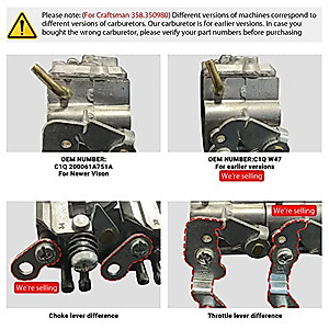PP5020AV Carburetor 575296301 Air Filter for Poulan Pro PP5020 Chainsaw 2 Stroke Chainsaw Replace 573952201 C1M-W47 Craftsman 358.350982