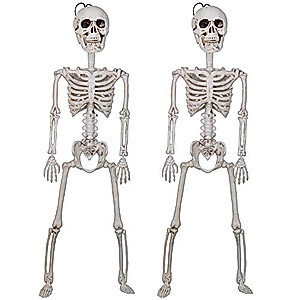 JOYIN 2 Halloween Decoration 24” Pose-N-Stay Full Body Skeleton Plastic Bone with Posable Joints for Pose Skeleton Indoor/Outdoor Spooky Scene Photo Prop Party Favors Décor