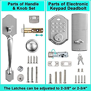 NeuType Keypad Deadbolt Electronic Keyless Entry Door Lock with Handle, Front Door Lock Set with Keypad, Auto Lock, 1-Touch Locking, 50 User Codes, Easy to Install (Traditional, Satin Nickel)
