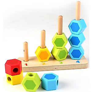 Hape Wooden Counting Stacker Block Set| Number Puzzles Counting Stacking Game for Toddlers 1Y+