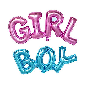 AnnoDeel 2 pcs BOY GIRL Letter Balloons, 40"*14"inch One-piece Alphabet Baby Foil Balloons for Baby Birthday Party Decorations