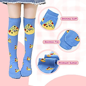 Gellwhu Girls Knee High Socks Gifts Cotton Mid Calf Long Boot Socks Stockings (E SET-6 Pairs)