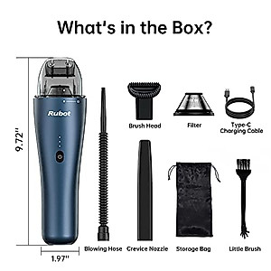RUBOT Mini Vacuum, Cordless Handheld Vacuum Cleaner,7000Pa Powerful Suction,Portable Car Vacuum Rechargeable for Home/Car/Office-Misty Blue(P02)