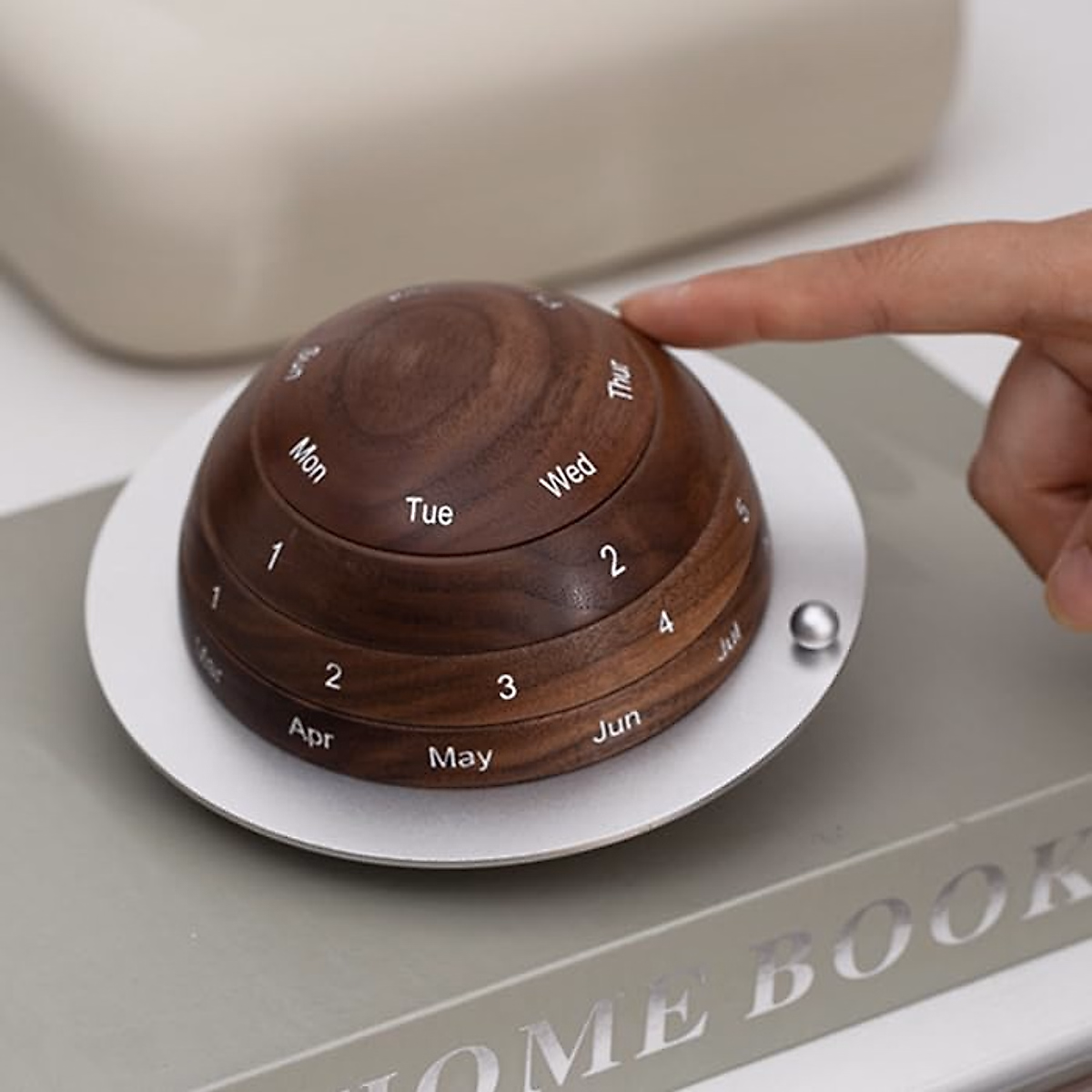 2024 Wood Desk Calendar, Rustic Perpetual Office Accessory & Creative Earth Desktop Decoration, Ideal Calendar Christmas Gift,Unique Mens Desk Accessories (A)