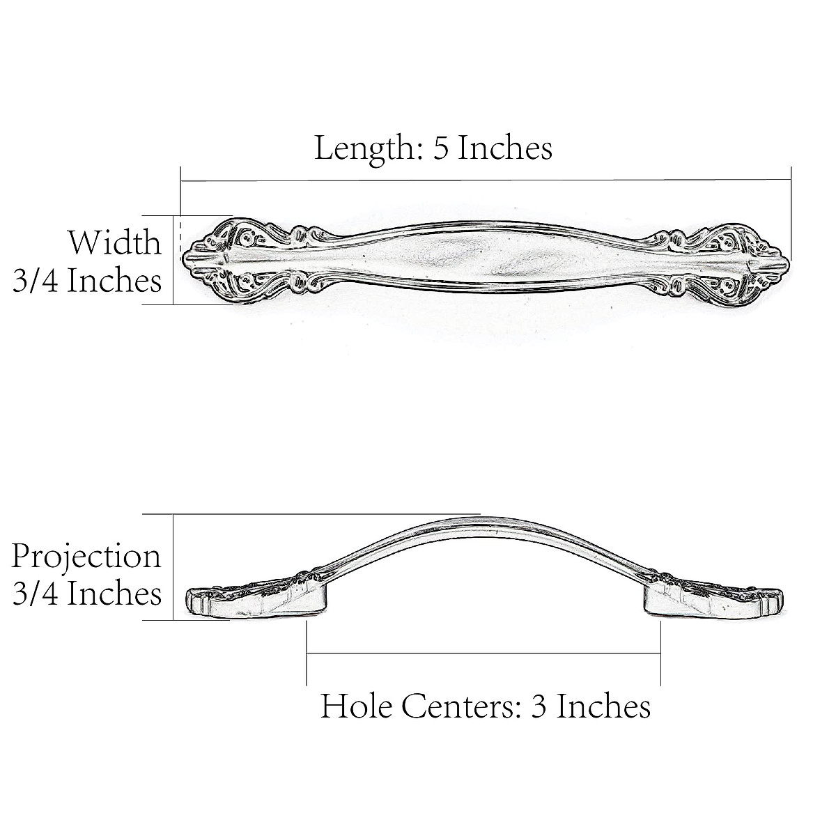 10-Pack Cabinet Hardware Handle Pull - Antique Bronze, 3" (76mm) Hole Centers, PW8803AQ76