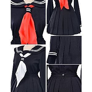 Classic Japanese School Girls Sailor Dress Shirts Uniform Anime Cosplay Costumes with Socks Set(Black)(M = Asia L)(SSF08BK)
