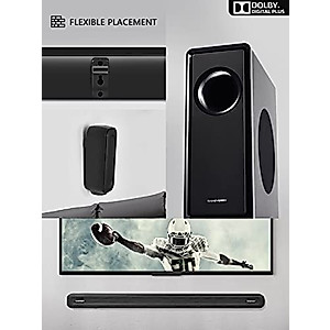 5.1 CH Surround Sound Bar with Dolby Audio, Sound Bars for TV with Wireless Subwoofer, Dolby Digital Plus, Bluetooth 5.0, Surround Sound System for Home Theater, Works with 4K & HD TVs| HDMI & Optical