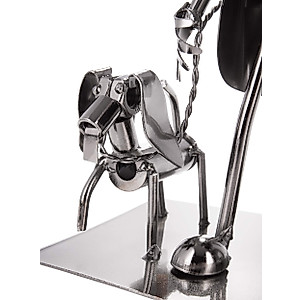 BRUBAKER Bottle Holder Wine - Couple with Dog - Decoration Object Metal - Bottle Stand with Greeting Card