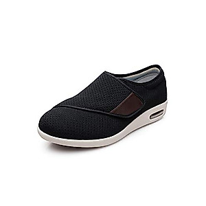 ZUMEIJIA Women's Diabetic Shoes for Women Casual Adjustable Walking Shoes Wide Shoes for Elderly Swollen Feet Non-Slip Air Cushion Bottom Fattening and Widening Black 8.5