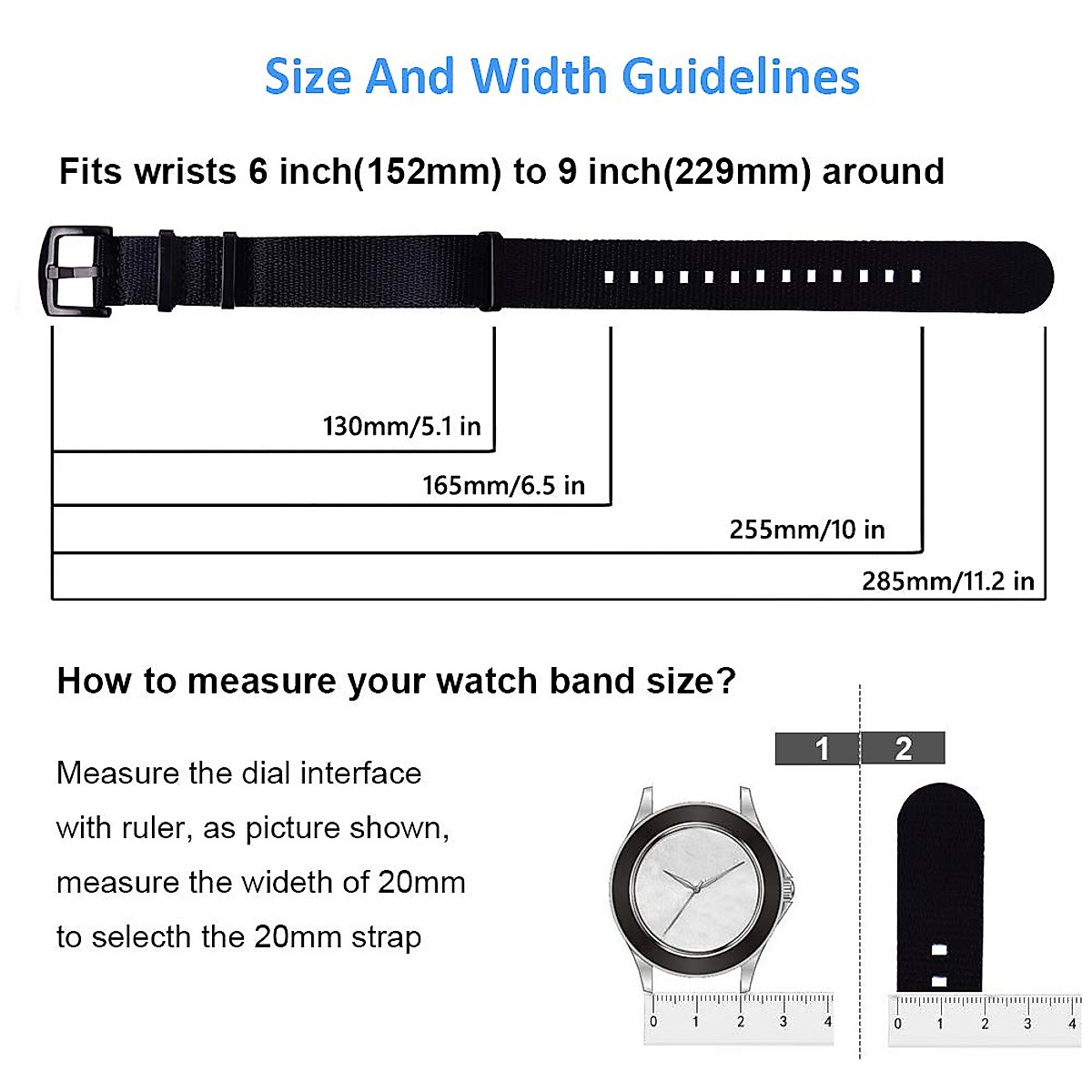 Ritche Christmas Gift Military Ballistic Nylon Watch Strap with Heavy Buckle 18mm 20mm 22mm Premium Nylon Watch Bands for Men Women, White Elephant Gifts, Stocking Stuffers for Men