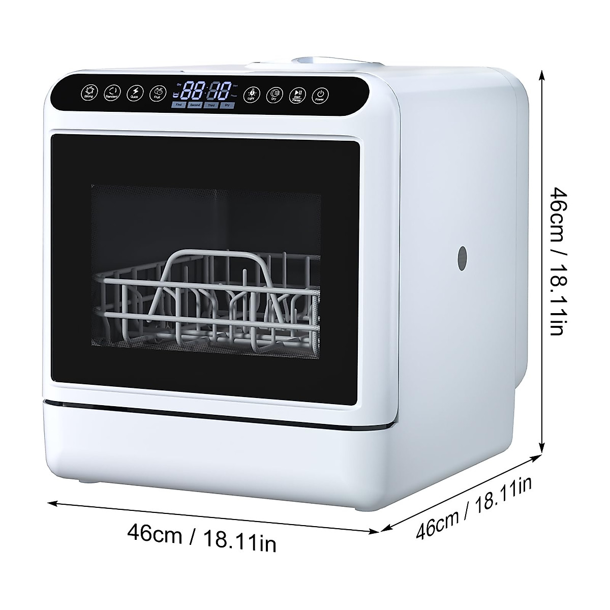 ymtiolze Portable Dishwasher Countertop with 5L Built-in Water Tank, No Hookup Needed, 6 Programs,360° Dual Spray,High-Temp& Air-Dry Function,Mini Dishwasher for RVs White