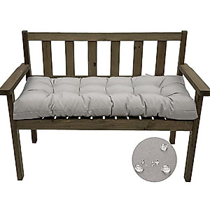 Outdoor Indoor Bench Cushion, 51.2in Waterproof Swing Cushion, Garden Bench Seat Cushion, Swing Chair Replacement Seat Pads Cushion Pillow for Lounger Garden Furniture Patio Metal Wooden Bench (Gray)