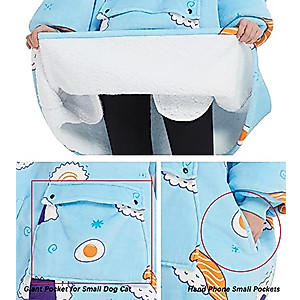 Kjlwb Wearable Blanket Hoodie for Adults, Oversized Sherpa Wearable Blankets Sweatshirt Women Men with Giant Pockets,One Size Fits All