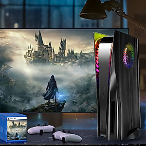 SIKEMAY PS5 Accessories PS5 Plates with RGB LED Light Strip, Console Cover Face Plates Side Shell with Cooling Vents, PS5 Lights 8 Color 400+Effects Kit, Custom Dust Skin - Plating Black