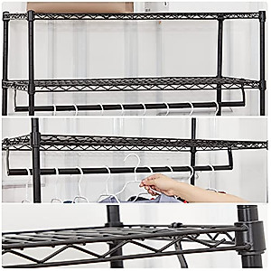 ChaoLink 4 Tiers Metal Garment Rack with Storage Shelves,Hanging Rod,Heavy Duty Steel Clothes Rack,Narrow Garment Rack for Small Space Kids Bedroom,Laundry Room,Dorms Hanging Clothes 18 x36 x71inches