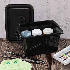 Buyitt 6 Packs Black Storage Bins with Lids, 6 QT Plastic Storage Containers