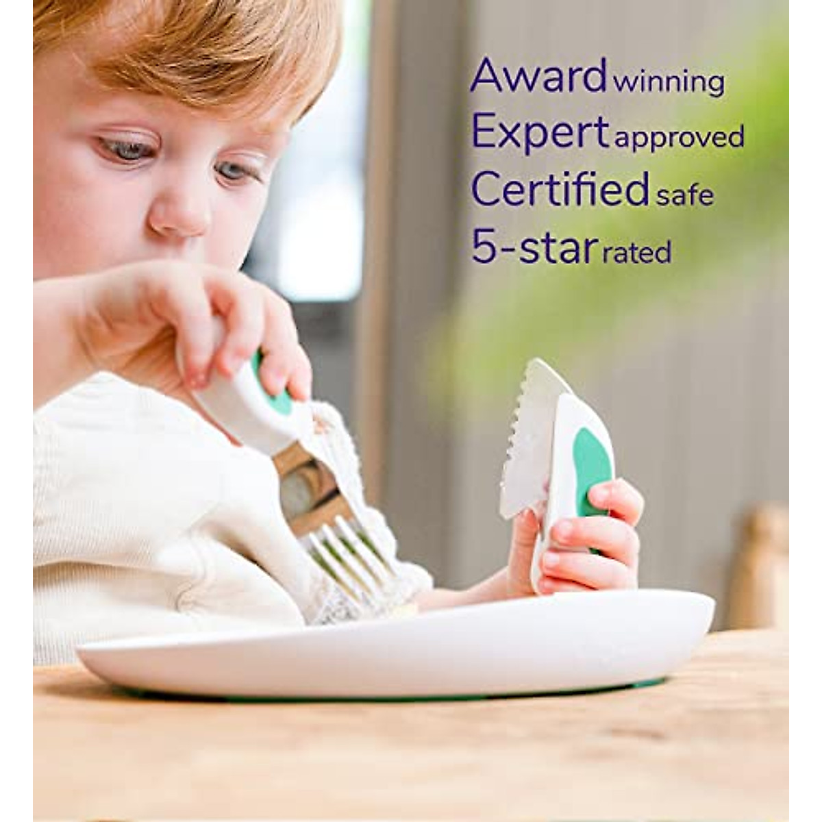 Doddl Food Knife for Children, Toddlers or Babies 12 Months + | Promotes Self Feeding Helping Your Child to Use Silverware Utensils in The Right Way (Lime Green)