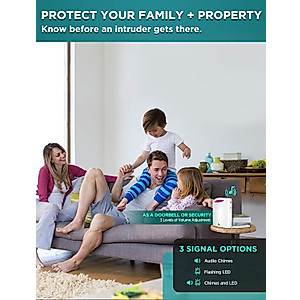 Driveway Alarm Wireless Outside, 1byone Motion Sensor Alarm 1000 FT Range Extra Loud Chimes Home Security Alarm System with 1 Receiver 2 Weatherproof Infrared Sensors Protect Indoor/Outdoor Property