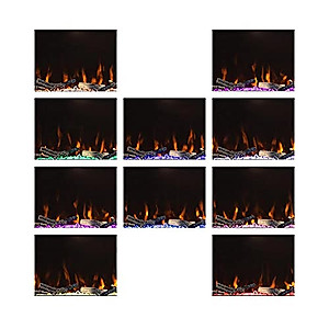 Modern Ember Aerus 72 Inch Smart Linear Electric Fireplace - Recessed in-Wall and Wall-Mount, Multiple Flame Colors, Compatible with Alexa and Google Assistant, Black