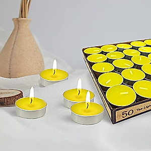 Citronella Tea Lights: NOSTOSON Citronella Tealights Candles for Indoor/Outdoor,4 Hour Burning Mini Candles-Pack of 50