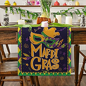 Artoid Mode Mask Carnival Mardi Gras Table Runner, Seasonal Festival Holiday Kitchen Dining Table Decoration for Indoor Outdoor Home Party Decor 13 x 72 Inch