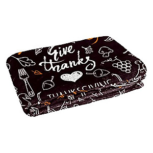 Thanksgiving Food Turkey Pumpkin Doodles Prints Soft Warm Cozy Blanket Throw for Bed Couch Sofa Picnic Camping Beach, 150×100cm