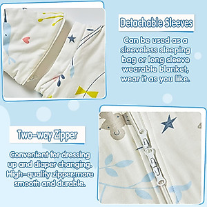 XIFAMNIY 1.5 TOG Baby Wearable Blanket Detachable Long Sleeve Swaddle Toddler Kids Sleeping Bag