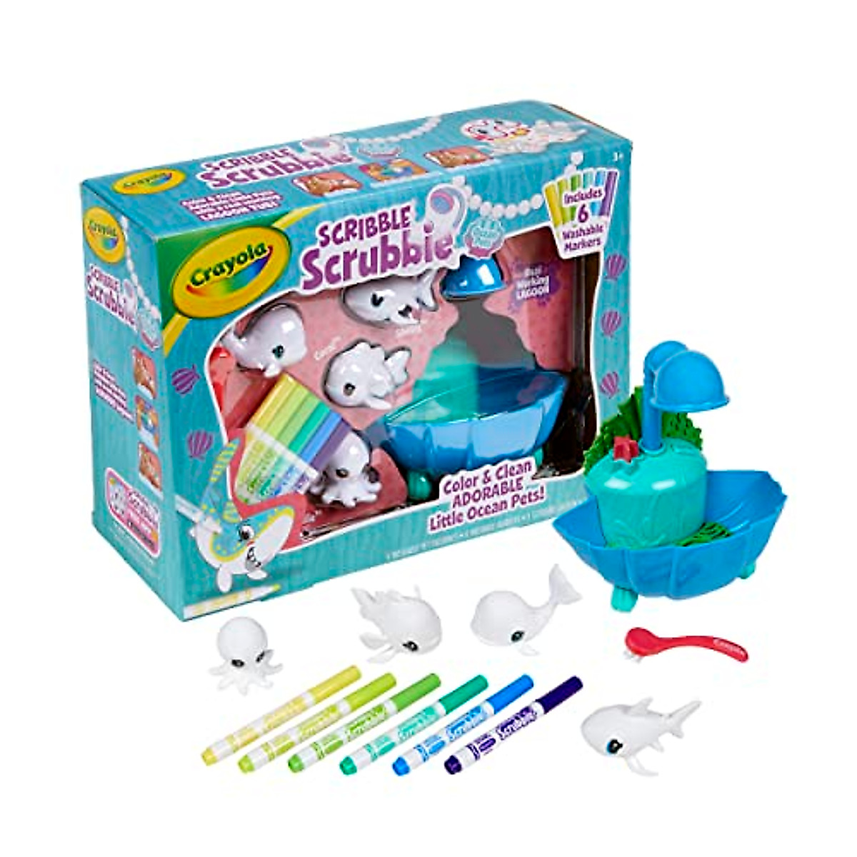 Crayola Scribble Scrubbie Pets Blue Lagoon Playset, Pet Toys For Girls & Boys, Gifts For Kids Ages 3+