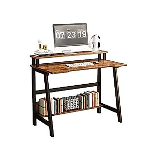 ALISENED Computer Home Office Desk, 31.5" Desk for Small Spaces with Storage Shelf,Small Computer Desk with Monitor and Bookshelf, Modern Simple Style Laptop Desk