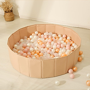 TRENDPLAY Pit Ball for Baby Toddlers Pet Fun Toys for Ball Pit Pool Playpen, Indoor Outdoor Play with Storage Bag, Pack of 100, Pink+Gold+White+Transparent