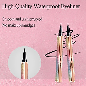 4D Silk Fiber Mascara set, Mascara and Eyeliner set, Long Lasting Mascara kit & Waterproof Black Eyeliner Pencil, No Clumping Lasting All Day