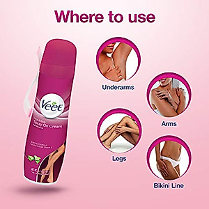 Veet Spray On Hair Removal Cream, for Legs & Body, 5.1 Oz (Pack of 5)