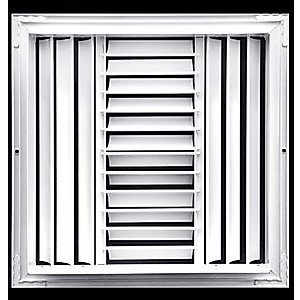 8"w X 8"h 4-Way Aluminum Curved Blade Adjustable Air Supply HVAC Diffuser - Full Control Vertical/Horizontal Airflow Direction - Vent Duct Cover [Outer Dimensions: 9.65"w X 9.65"h]