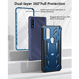 for Motorola Moto-G Pure Phone Case: Moto G-Power 2022 Case Heavy Duty Military Grade Hard Protection Shock Proof Grip | Durable Dual-Layer Armor Design Protective Case Moto G Play 2023(Blue)
