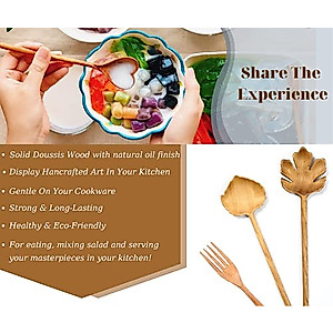 Natural Wooden Spoons and Forks Set (Set of 6), Valentines Day Gifts for Her, Cooking Gifts for Mom, Hostess Gifts,Happy New Year Gifts, Easter Gifts for Mom