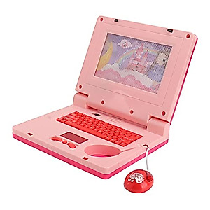 3 AA Batteries Plastic Kids Learning Laptop Cognitive Development Simulation Kids Laptop Toys (Purple Retractable Mouse)