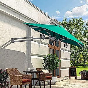 ROLTIN Green Wall Mounted Patio Umbrella, Garden Parasol, 8.2ft Deck Sun Shade Umbrella with 8 Ribs, Outdoor Umbrella for Backyard