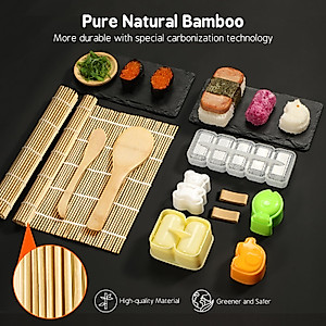 Delamu Sushi Making Kit, 23 in 1 Sushi Maker Bazooker Roller Kit with Bamboo Mats, Chef's Knife, Triangle/Nigiri/Gunkan Sushi Rice Mold, Chopsticks, Sauce Dishes, Rice Spreader, User Guide