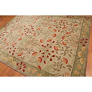 Old Hand Made Floral Bleige Tulips Traditional Persian Oriental Woolen Area Rugs