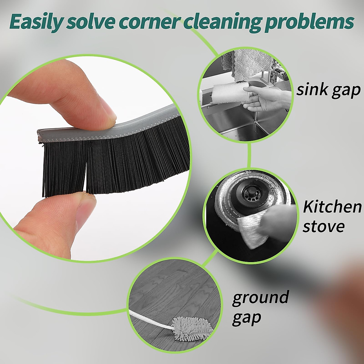 9 Pcs Crevice Cleaning Brush, Bathroom Gap Brush, Hand-held Groove Gap Cleaning Tools, Multifunctional Crevice Gap Cleaning Brush Tool, Shutter Door Window Track Kitchen Cleaning Brushes Kit