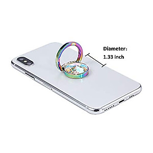 lenoup Iridescent Glitter Bling Bling Phone Ring Holder,Sparkle Phone Ring Artificial Diamond Stand,Rhinestone Cell Phone Finger Ring(Rainbow)