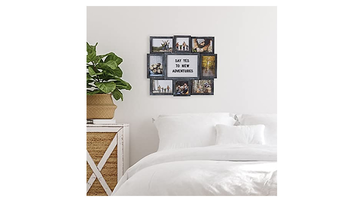 Melannco Customizable Letterboard Photo Collage 8 Openings 19x17"