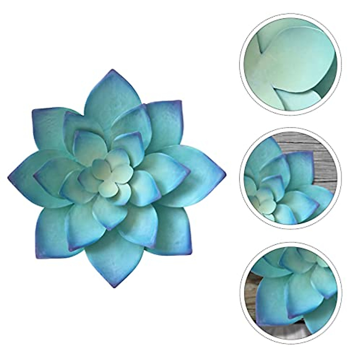 DOITOOL Metal Flower Wall Art Iron Succulent Sculpture Floral Hanging Art Decoration for Indoor Outdoor Home Garden Patio Bedroom Living Room Blue