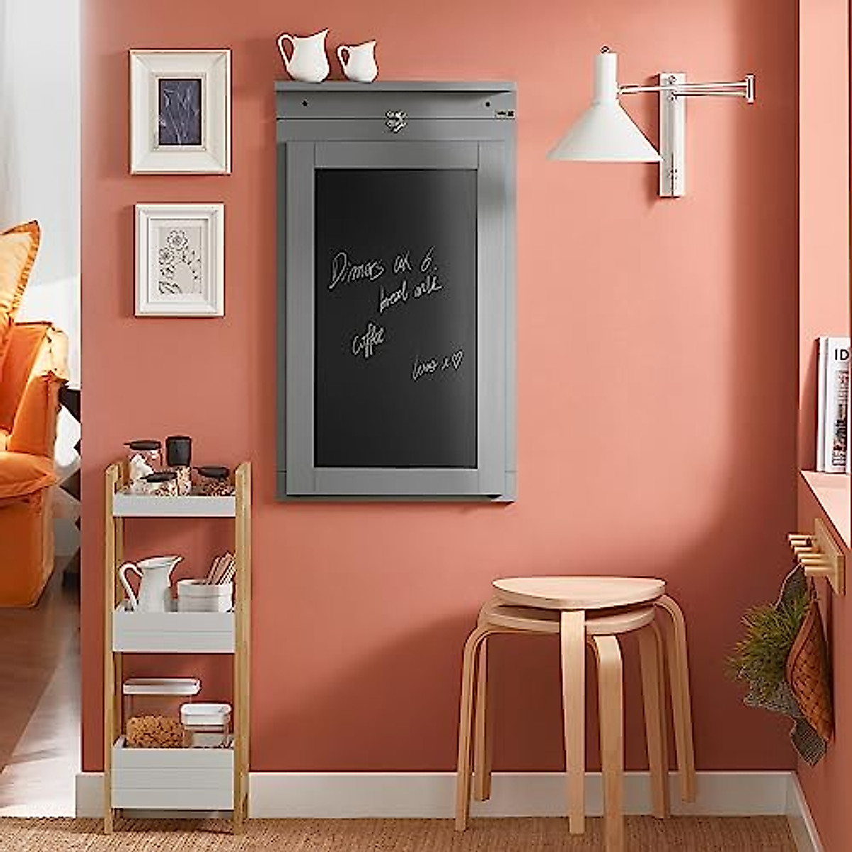 Haotian Murphy Desk Wall-Mounted Table Folding Kitchen & Dining Table, Gray FWT20-HG
