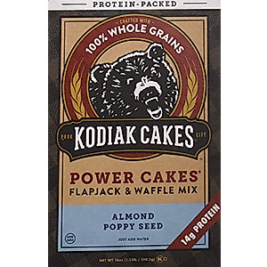 Kodiak Power Cakes, Pancake & Waffle Mix, Almond Poppyseed, High Protein,100% Whole Grains (Pack of 1)