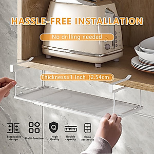 YOLOPARK Under Shelf Organizer, Extendable Under Shelf Storage for Pantry Cabinet, Laundry Room, Shoe Bench, Closet