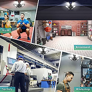 150W Motion Sensor Garage Lights 2 Pack 15000lm Garage Lighting Ultra Bright Motion Activated Garage Light Bulbs with 6 Adjustable Panels Shop Light for Garage Attic Warehouse Workshop Basement