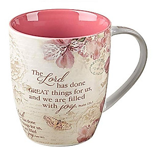 Christian Art Gifts Ceramic Coffee/Tea Mug Set for Women | Vintage Botanic Floral Inspirations Design Bible Verse Mug Set | Boxed Set/4 Coffee Cups