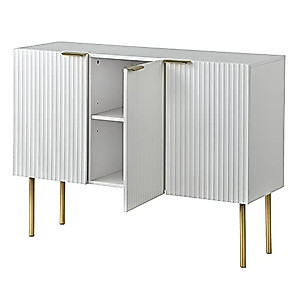 Target Marketing Systems Tacoma Mid Century Modern 3 Door Sideboard Cabinet, White