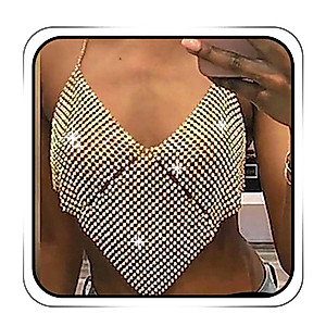 Jeweky Boho Crystal Body Chain Gold Rhinestone Body Jewelry Sexy Beach Bikini Bra Jewelry for Women